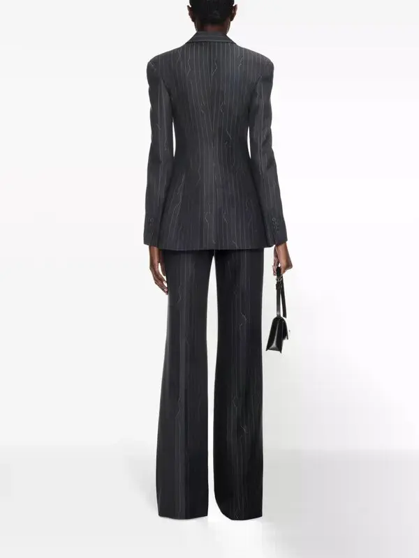 Off-White Pinstripe Virgin Wool Blend Trousers