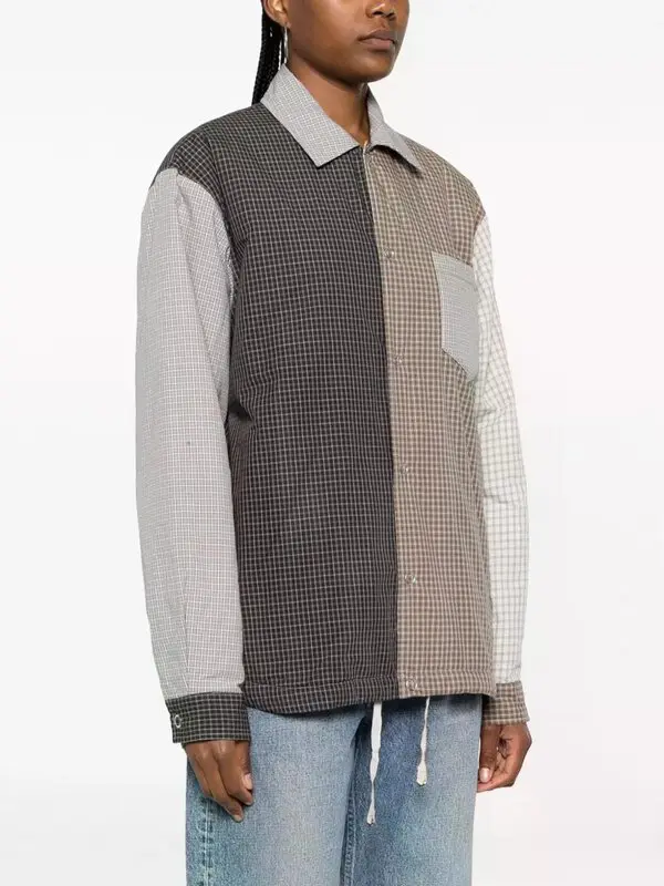 TANAKA Plaid-check Colour-block Cotton Shirt