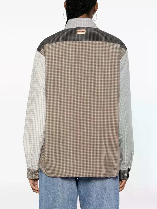 TANAKA Plaid-check Colour-block Cotton Shirt