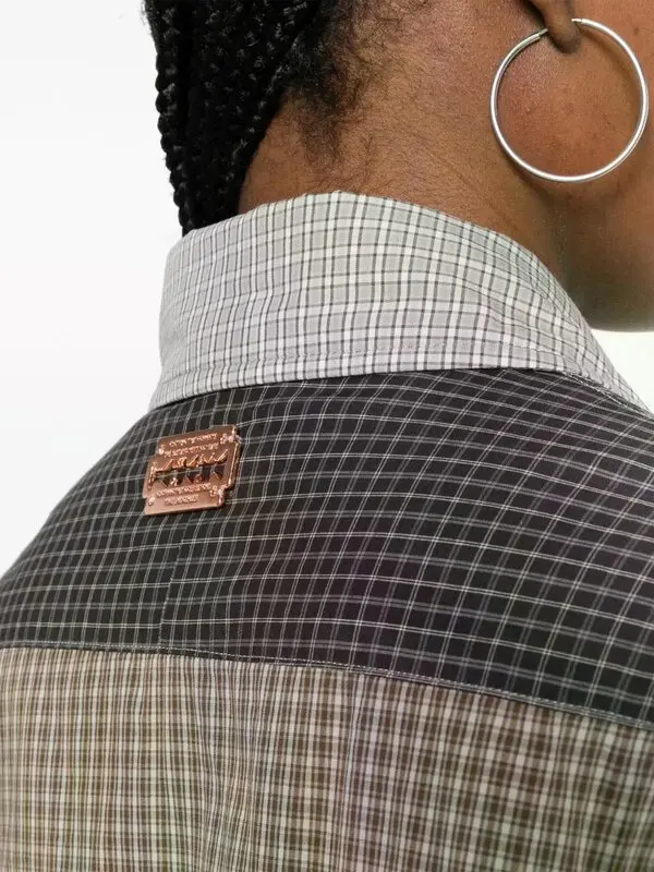 TANAKA Plaid-check Colour-block Cotton Shirt