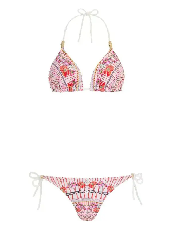 TEMPERLEY LONDON Pomegranate Floral-print Bikini Bottom
