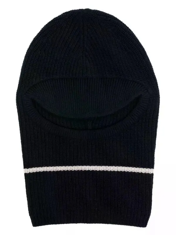 Plan C Two-tone Striped Ribbed-knit Balaclava - Blue