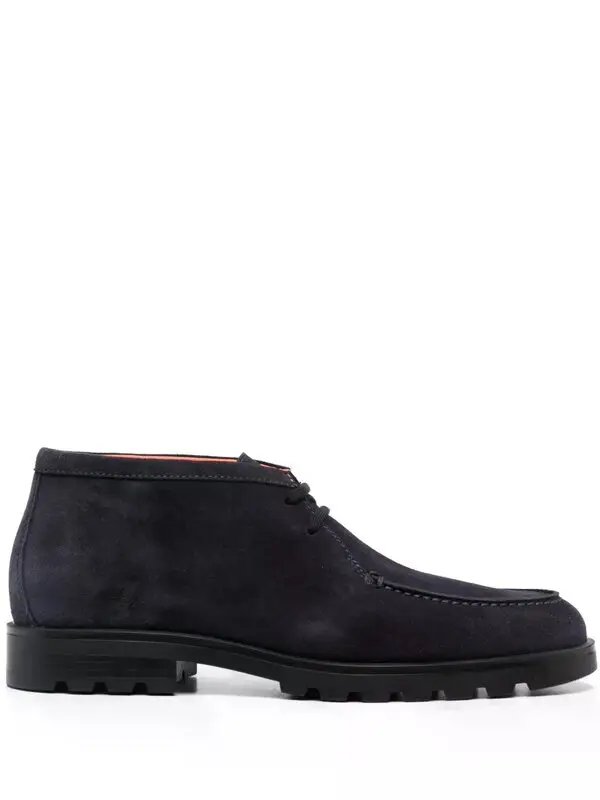 Santoni Rock Lace-up Suede Boots - Blue