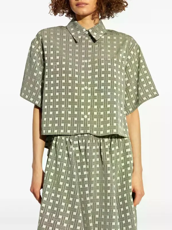 Kenzo Geometric-print Cropped Shirt