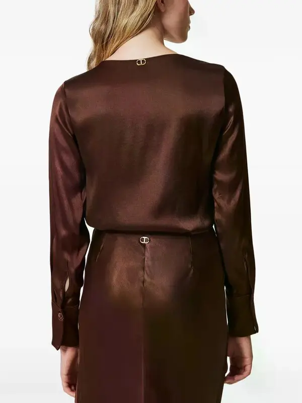 TWINSET Appliqué-logo Satin Blouse