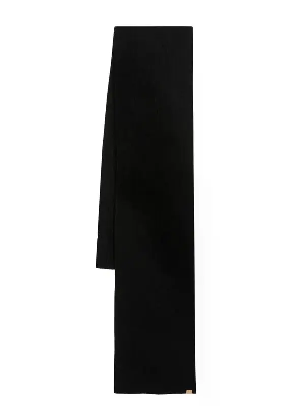 Woolrich Logo-patch Ribbed Scarf - Black