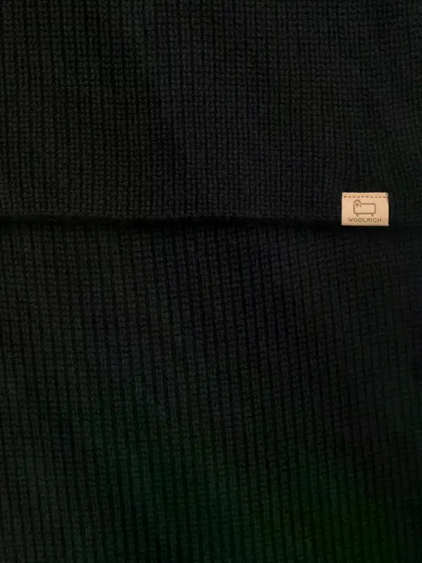Woolrich Logo-patch Ribbed Scarf - Black