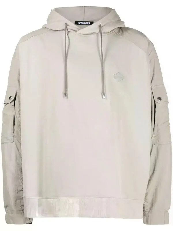SPOONYARD Logo-appliqué Panelled Hoodie