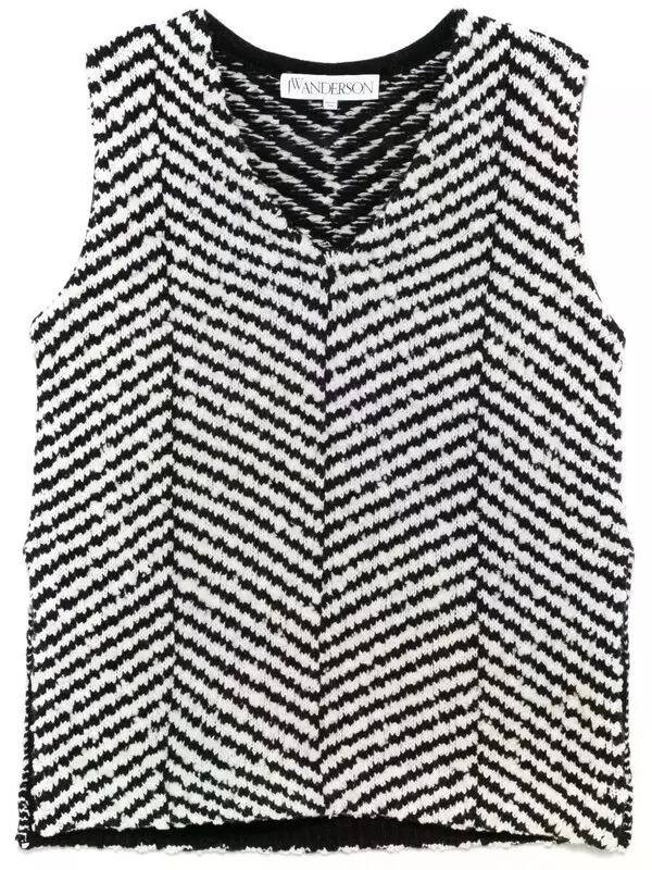 JW Anderson Chevron-knit Top - Black