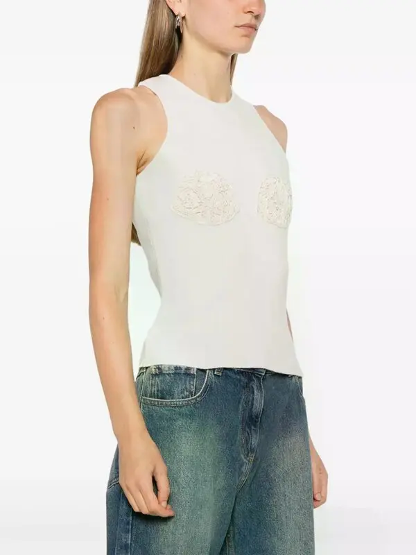 Magda Butrym Crochet-paneled Cashmere Top - Neutrals
