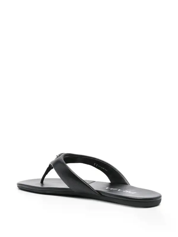 Prada Enamel-triangle Leather Flip Flops