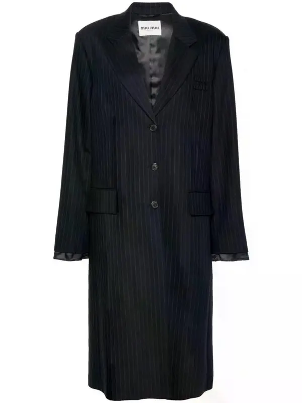 Miu Miu Single-breasted Pinstripe Virgin Wool-blend Coat
