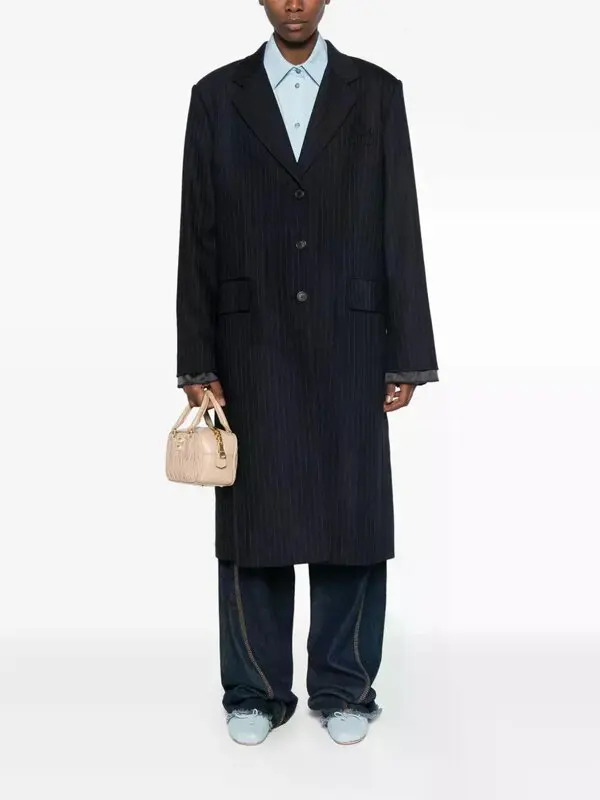 Miu Miu Single-breasted Pinstripe Virgin Wool-blend Coat