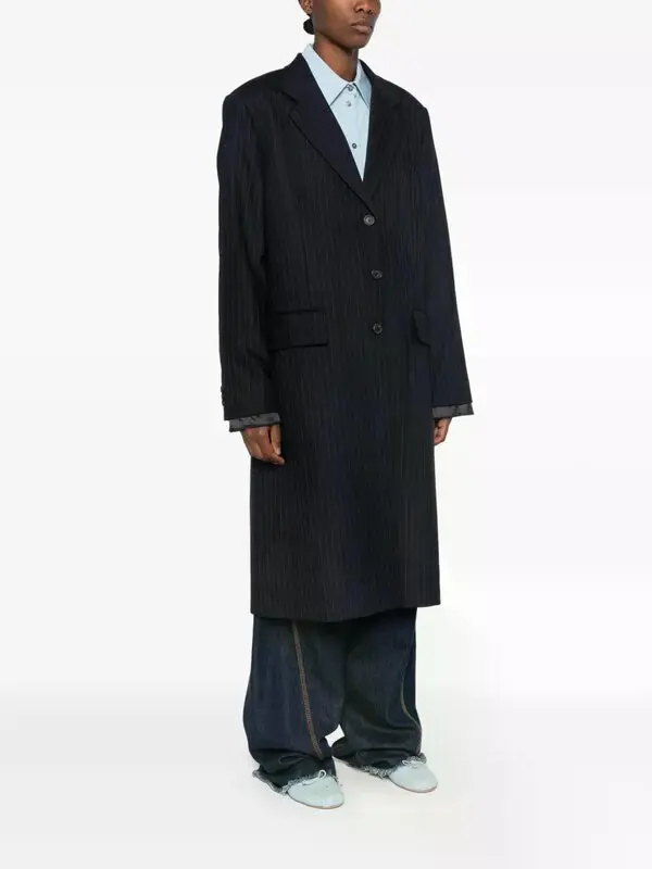 Miu Miu Single-breasted Pinstripe Virgin Wool-blend Coat