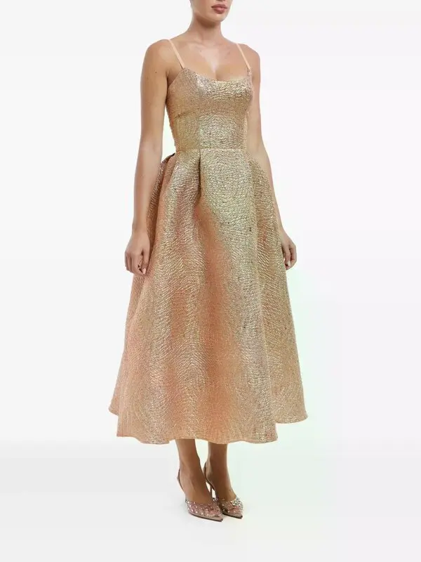 POST MERIDIEM Jacquard Corset-bustier Midi Dress - Neutrals