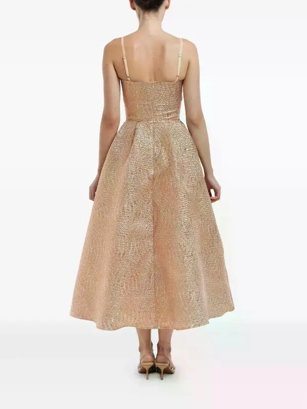 POST MERIDIEM Jacquard Corset-bustier Midi Dress - Neutrals