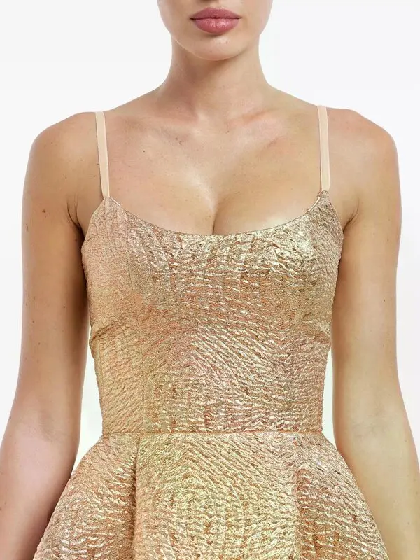 POST MERIDIEM Jacquard Corset-bustier Midi Dress - Neutrals