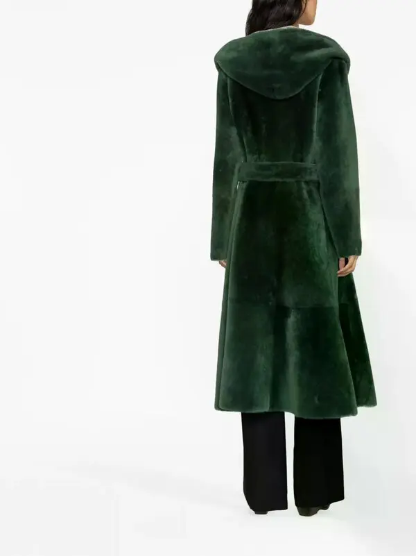 LISKA Reversible Hooded Sheepskin Coat - Green