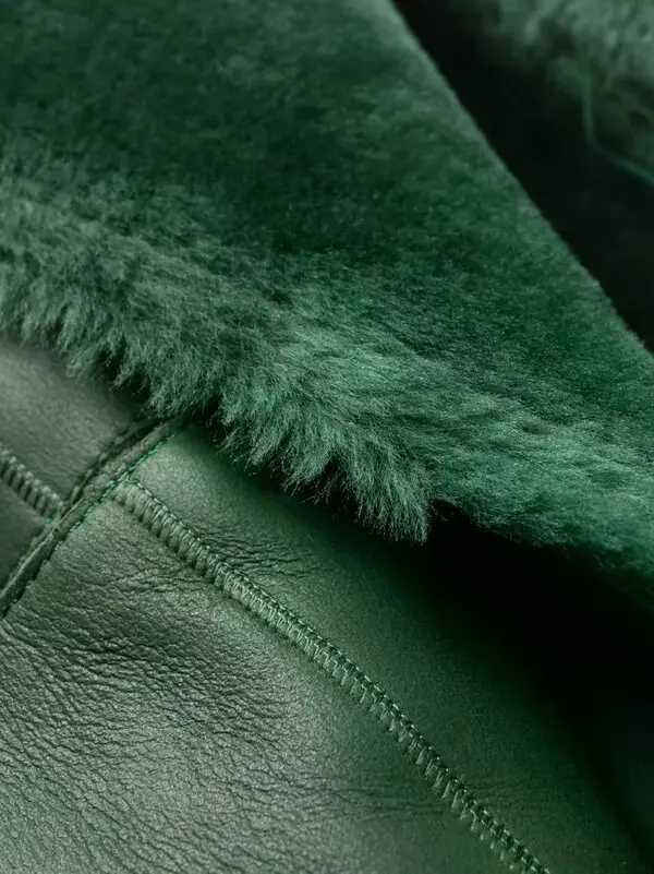 LISKA Reversible Hooded Sheepskin Coat - Green