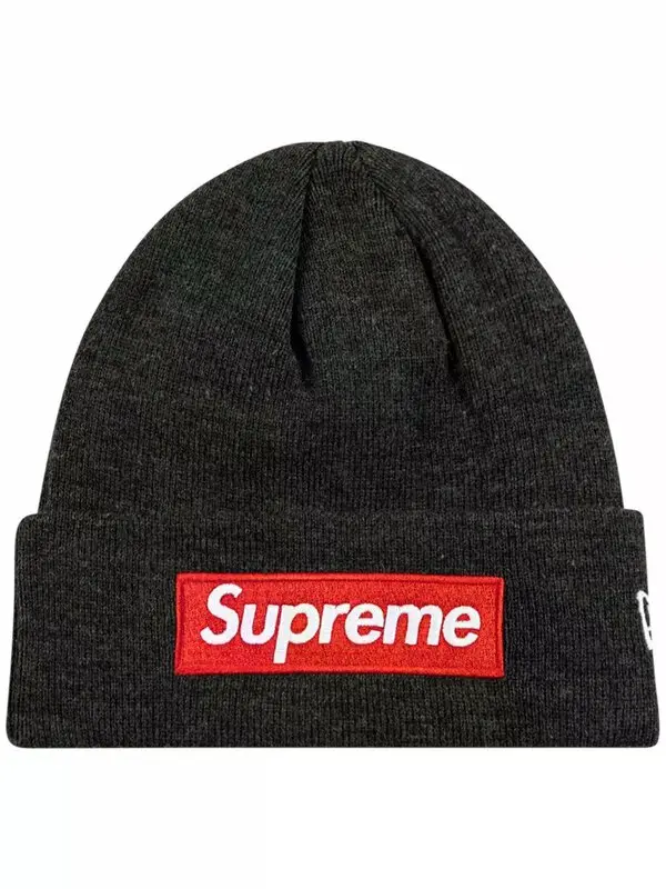 Supreme Box Logo Knitted Beanie - Grey