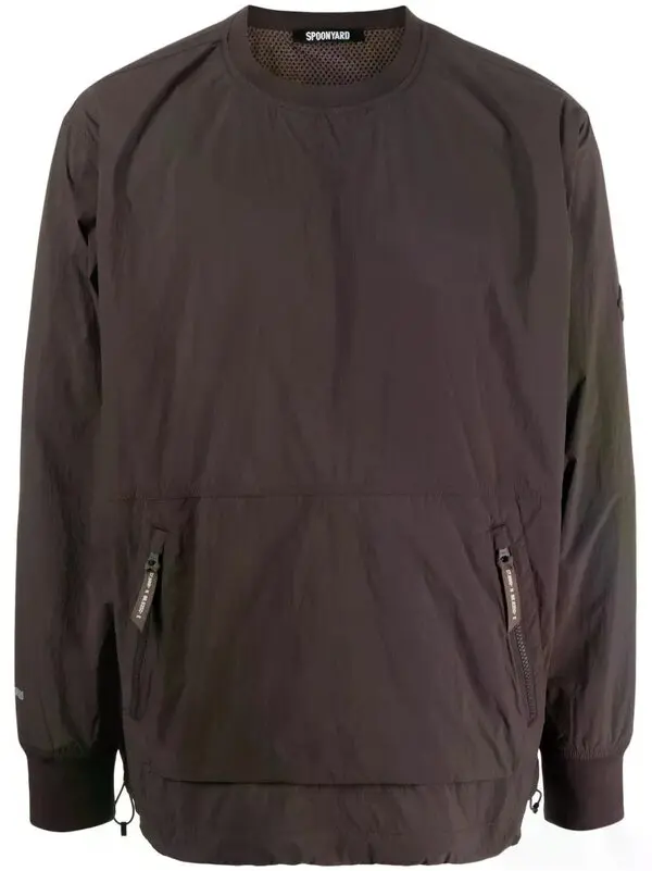 SPOONYARD Crew-neck Sweatshirt With Logo Patch - Brown