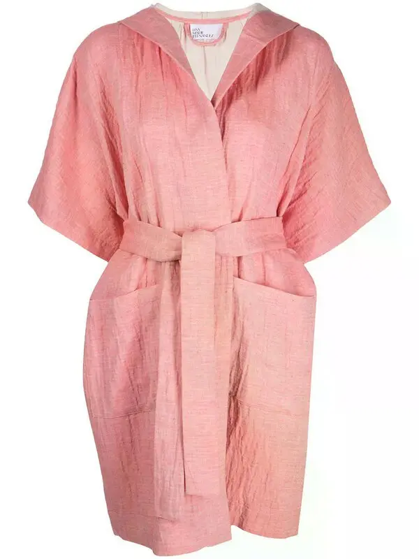 Lisa Marie Fernandez Hooded Cotton-linen Dressing Gown - Pink