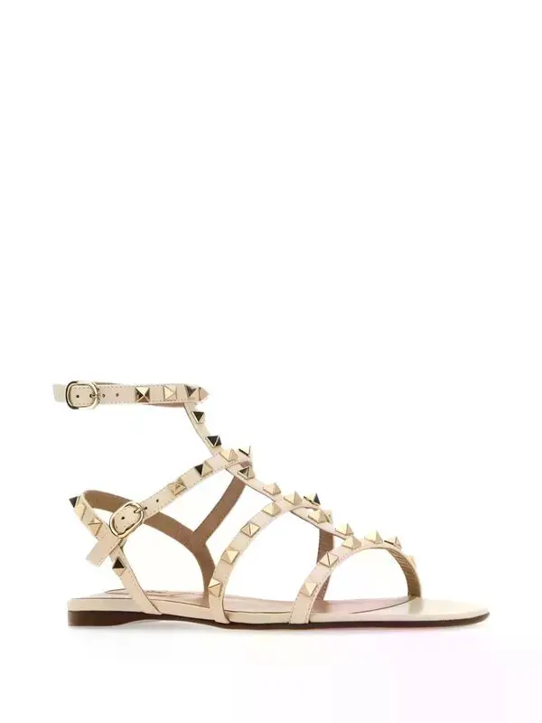 Valentino Garavani Rockstud Flat Calfskin Leather Sandals
