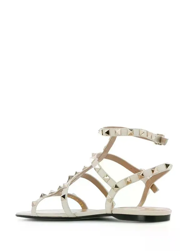 Valentino Garavani Rockstud Flat Calfskin Leather Sandals