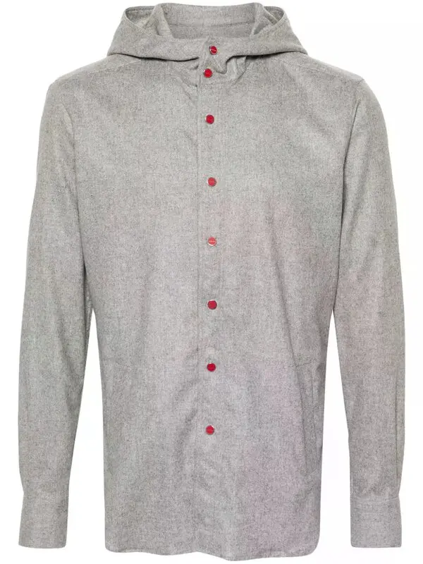 Kiton Mariano Flannel Hooded Shirt - Grey