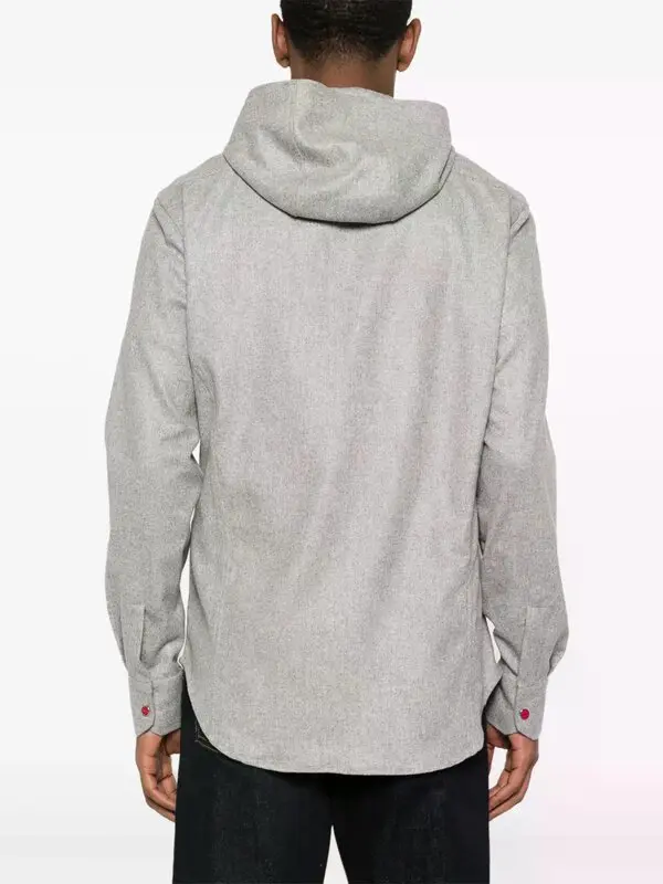 Kiton Mariano Flannel Hooded Shirt - Grey
