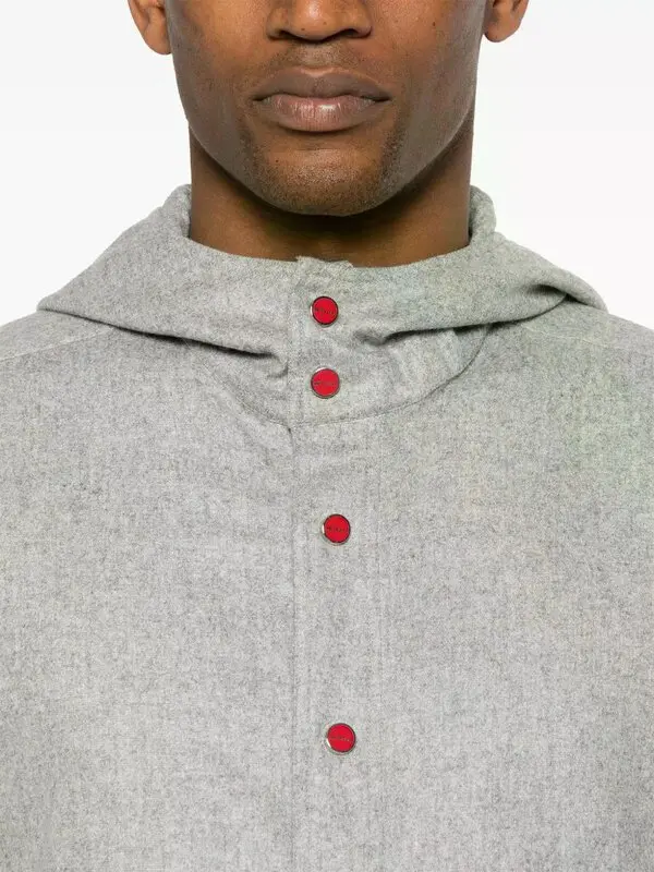 Kiton Mariano Flannel Hooded Shirt - Grey