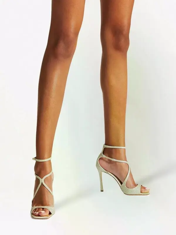 JIMMY CHOO Azia 95mm Glitter Sandals - Silver
