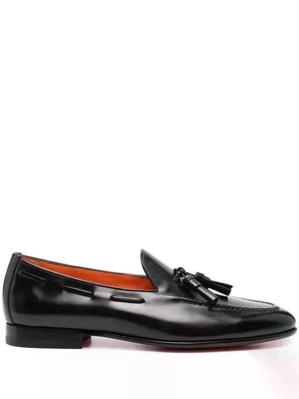 Santoni Leather Loafers - Black