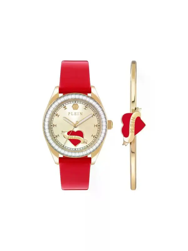 Philipp Plein Valentine Watch With Leather Strap And Skull Emblem - Neutrals