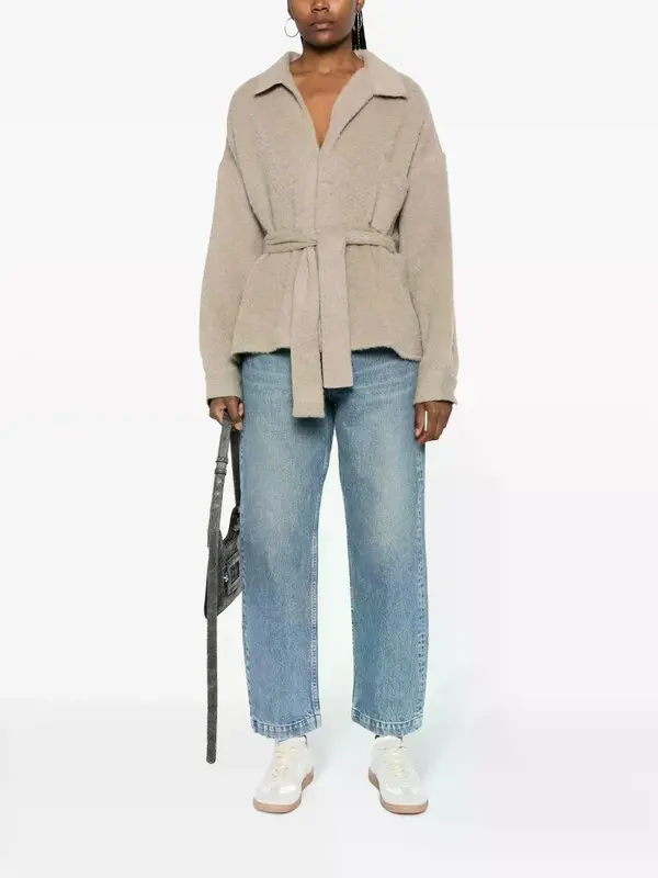 TANAKA V-neck Belted Fleece Cardigan-coat
