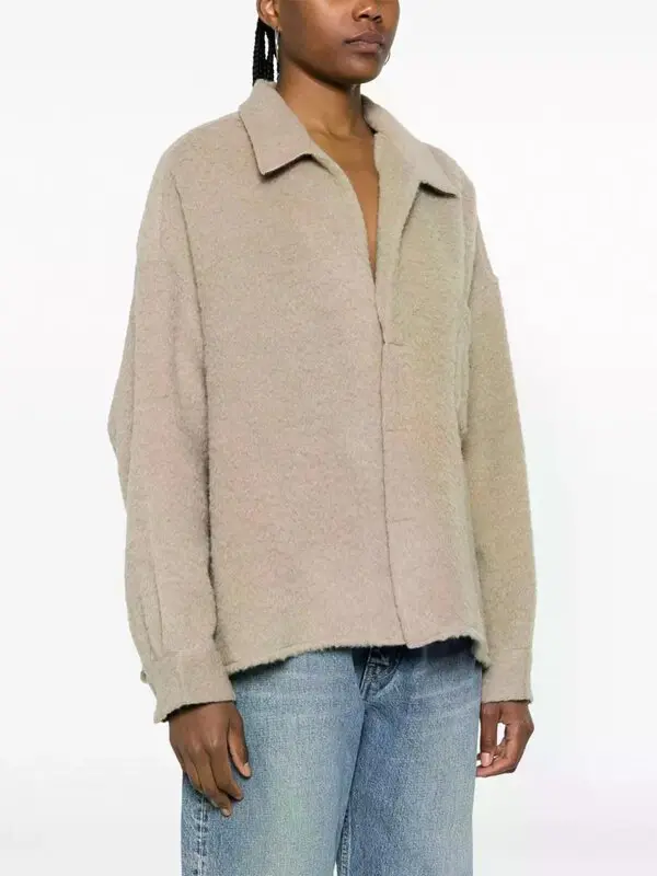 TANAKA V-neck Belted Fleece Cardigan-coat