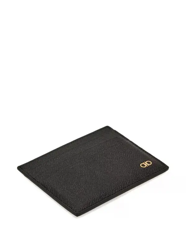 FERRAGAMO Gancini Leather Card Holder - Black