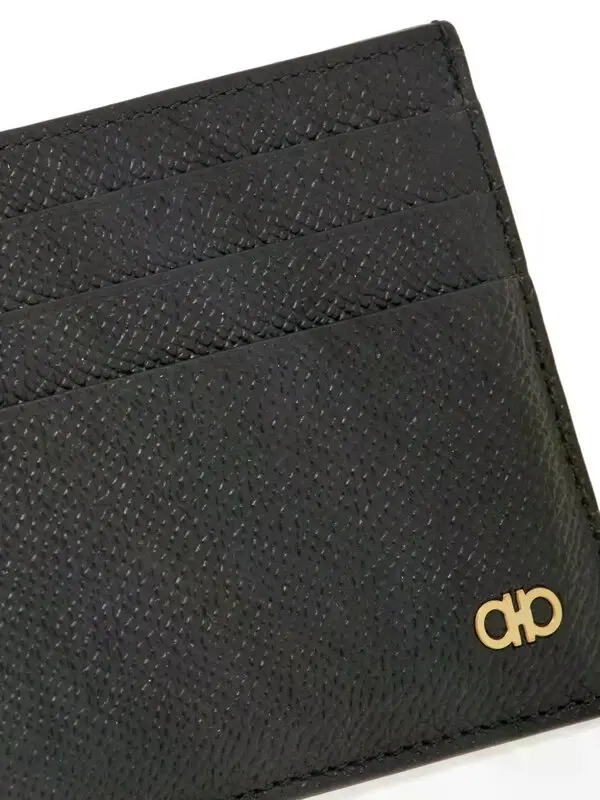 FERRAGAMO Gancini Leather Card Holder - Black