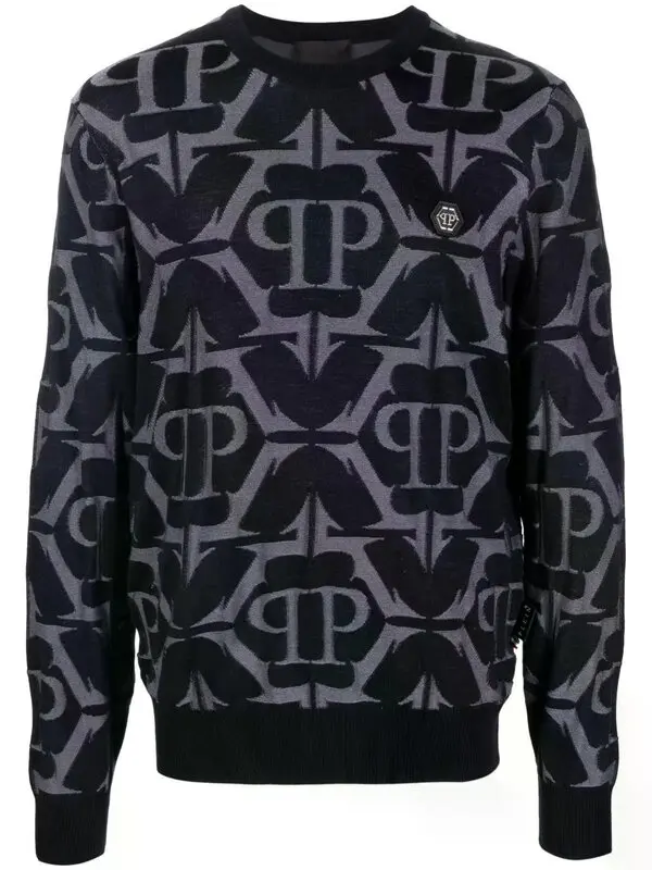 Philipp Plein Patterned Intarsia Knit Sweatshirt