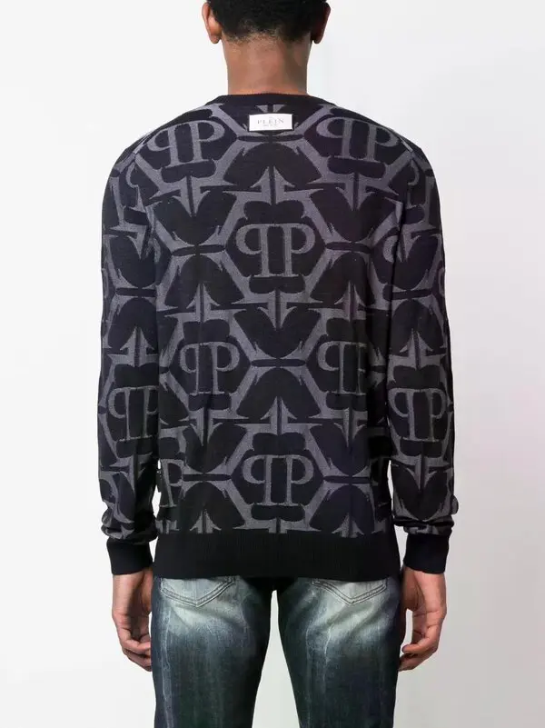 Philipp Plein Patterned Intarsia Knit Sweatshirt