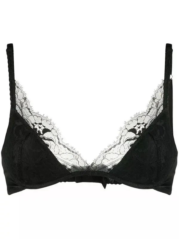 FLEUR OF ENGLAND Lace-embellished Plunge Bra - Black