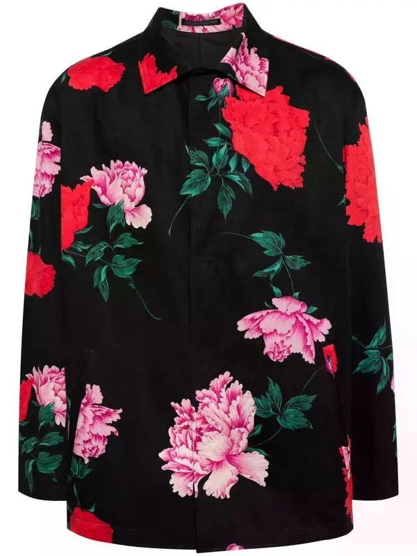 Yohji Yamamoto Floral-print Shirt Jacket - Black