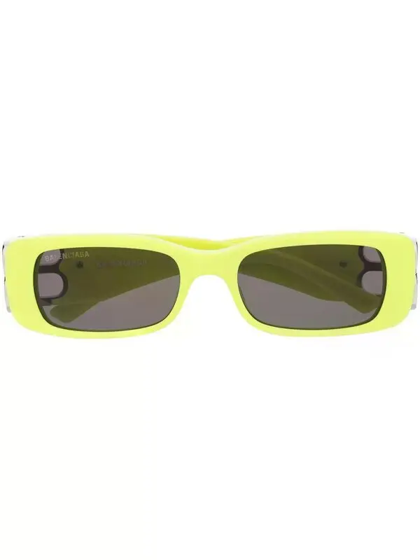 Balenciaga Rectangle-frame Sunglasses With Logo Plaque - Yellow