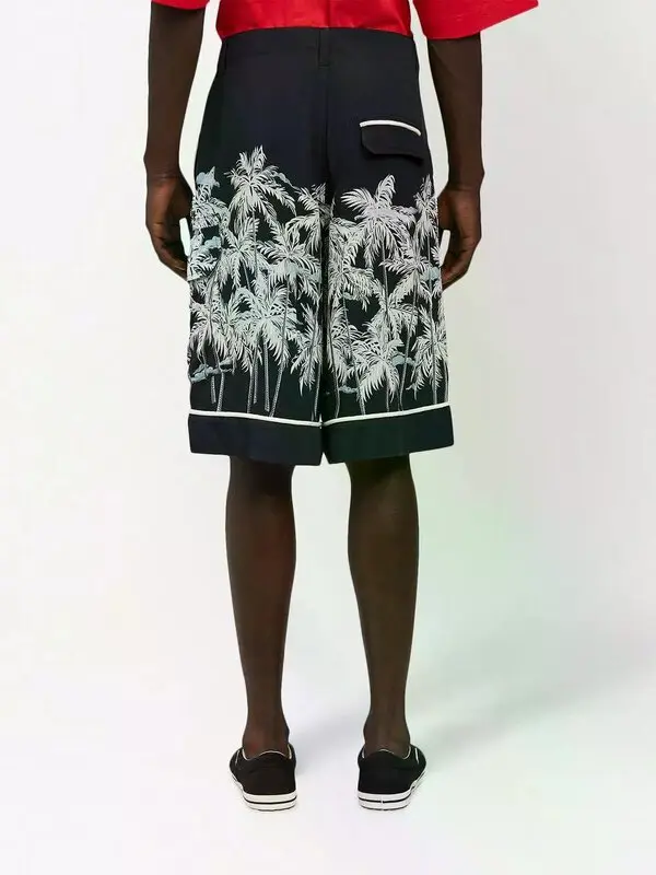 Palm Angels Palm-print Bermuda Shorts - Black