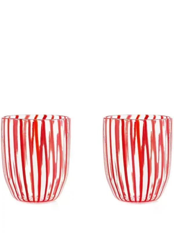 AQUAZZURA CASA Capri Stripe Tumblers - Red