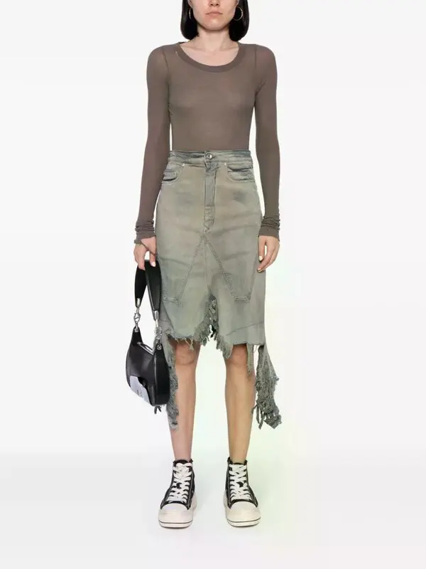 Rick Owens Distressed Denim Skirt