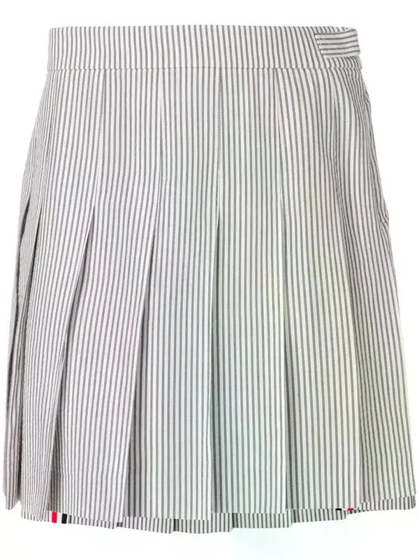 Thom Browne Seersucker Pleated Mini Skirt - Grey