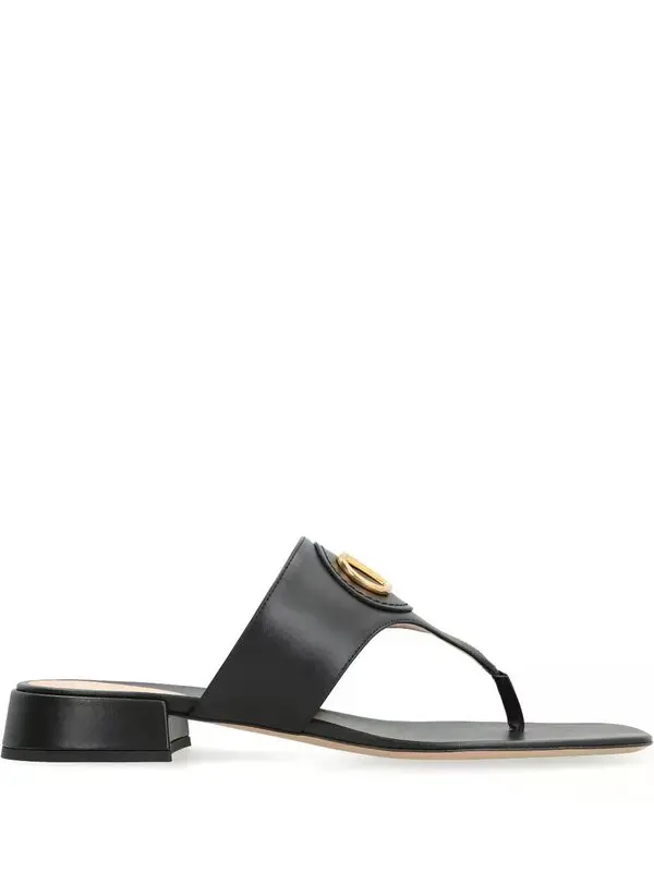 Valentino Garavani Vlogo Leather Slides - Black