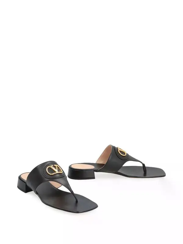 Valentino Garavani Vlogo Leather Slides - Black