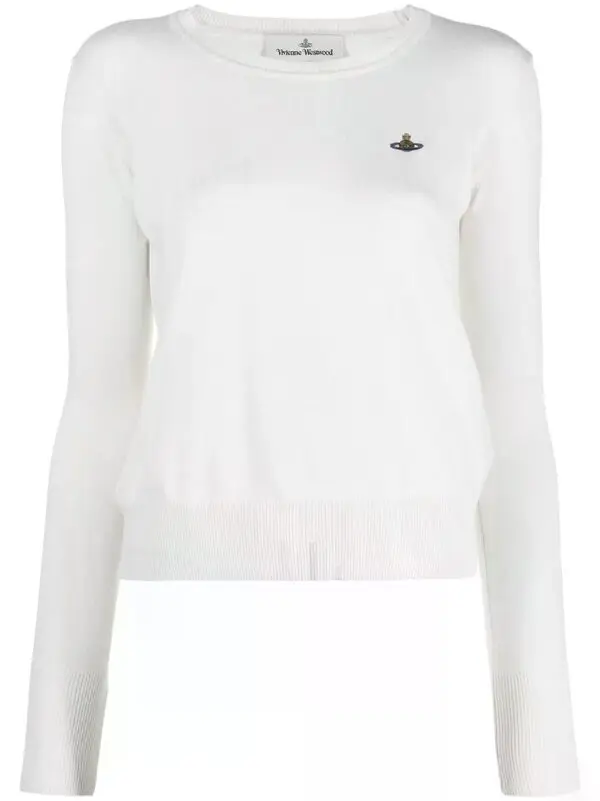 VIVIENNE WESTWOOD Orb-embroidered Cotton-cashmere Jumper - Neutrals